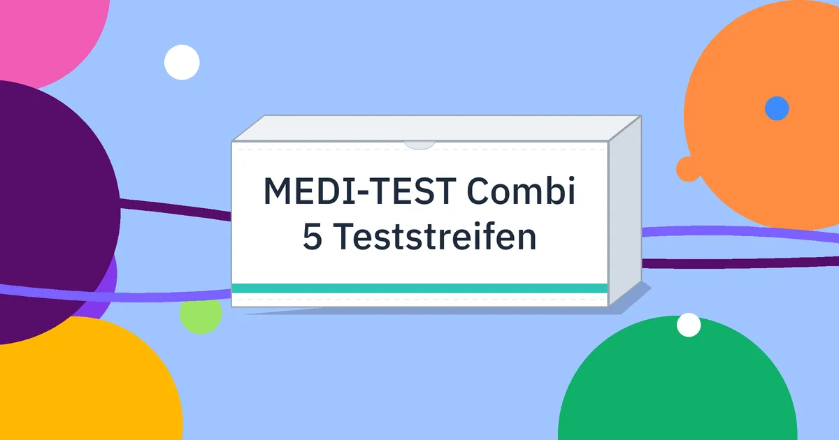 Symbolbild: Packung mit der Aufschrift MEDI-TEST Combi 5 Teststreifen (PZN 00516494) – Verfügbarkeit und Bezug in Apotheken in Frankfurt am Main