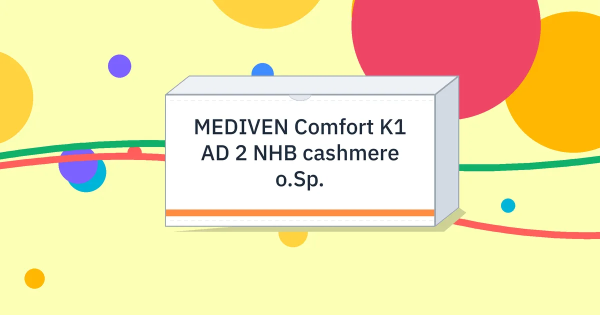 Symbolbild: Packung mit der Aufschrift MEDIVEN Comfort K1 AD 2 NHB cashmere o.Sp. (PZN 14658826) – Verfügbarkeit und Bezug in Apotheken in Frankfurt am Main