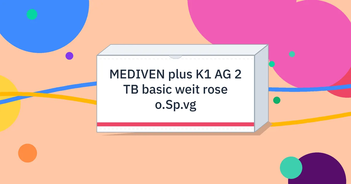 Symbolbild: Packung mit der Aufschrift MEDIVEN plus K1 AG 2 TB basic weit rose o.Sp.vg (PZN 15058703) – Verfügbarkeit und Bezug in Apotheken in Frankfurt am Main