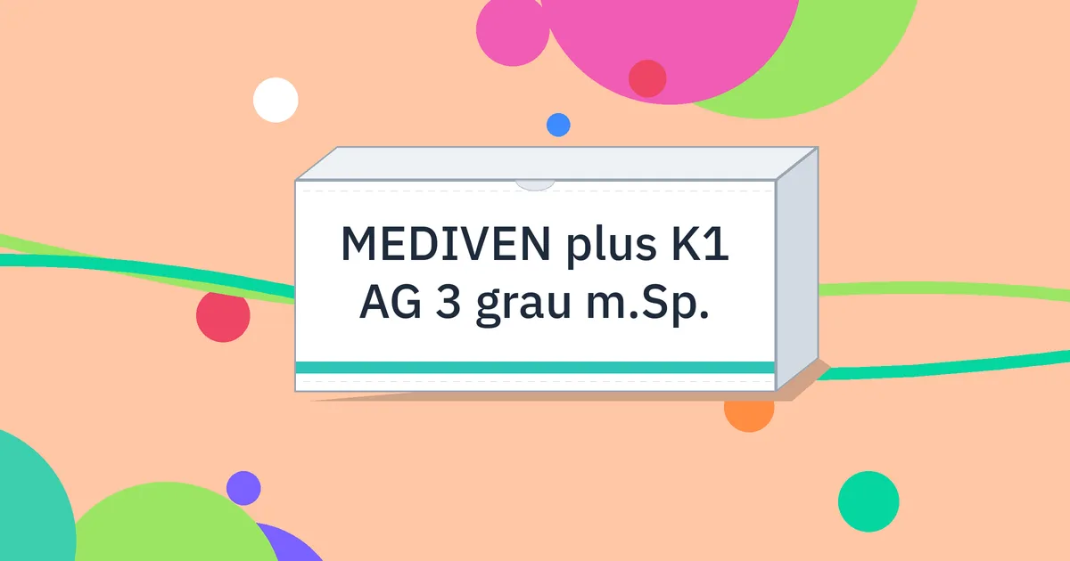 Symbolbild: Packung mit der Aufschrift MEDIVEN plus K1 AG 3 grau m.Sp. (PZN 18937776) – Verfügbarkeit und Bezug in Apotheken in Frankfurt am Main