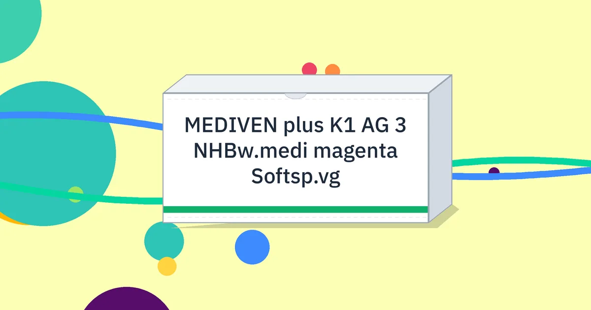 Symbolbild: Packung mit der Aufschrift MEDIVEN plus K1 AG 3 NHBw.medi magenta Softsp.vg (PZN 15923704) – Verfügbarkeit und Bezug in Apotheken in Frankfurt am Main