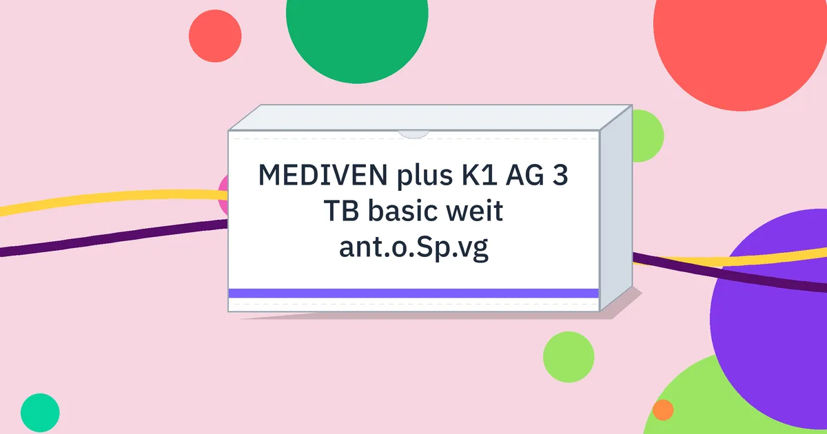 Symbolbild: Packung mit der Aufschrift MEDIVEN plus K1 AG 3 TB basic weit ant.o.Sp.vg (PZN 15058258) – Verfügbarkeit und Bezug in Apotheken in Frankfurt am Main