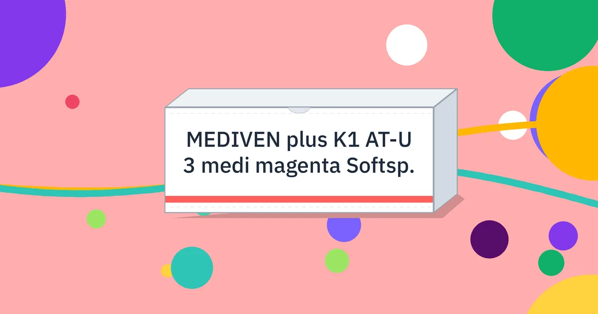 Symbolbild: Packung mit der Aufschrift MEDIVEN plus K1 AT-U 3 medi magenta Softsp. (PZN 15030892) – Verfügbarkeit und Bezug in Apotheken in Frankfurt am Main