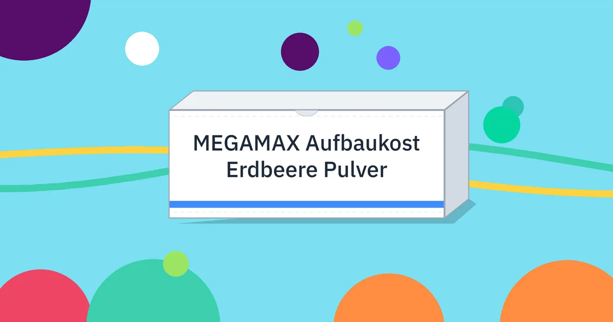 Symbolbild: Packung mit der Aufschrift MEGAMAX Aufbaukost Erdbeere Pulver (PZN 03246718) – Verfügbarkeit und Bezug in Apotheken in Frankfurt am Main
