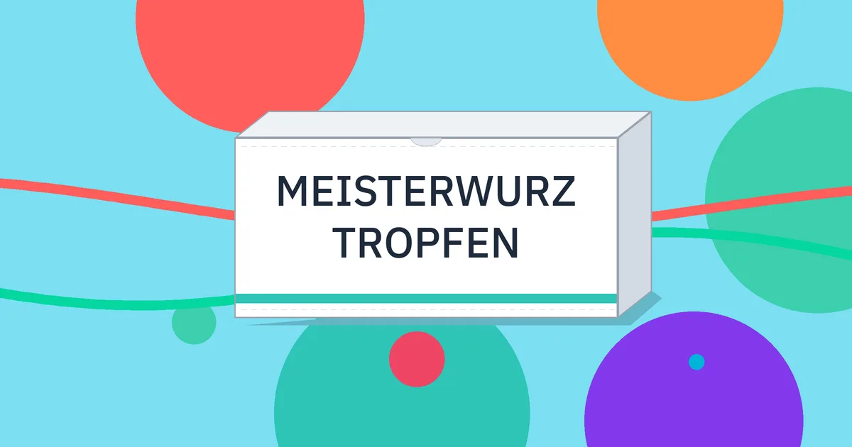 Symbolbild: Packung mit der Aufschrift MEISTERWURZ TROPFEN (PZN 14127299) – Verfügbarkeit und Bezug in Apotheken in Frankfurt am Main