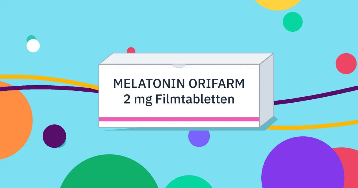 Symbolbild: Packung mit der Aufschrift MELATONIN ORIFARM 2 mg Filmtabletten (PZN 20002113) – Verfügbarkeit und Bezug in Apotheken in Frankfurt am Main