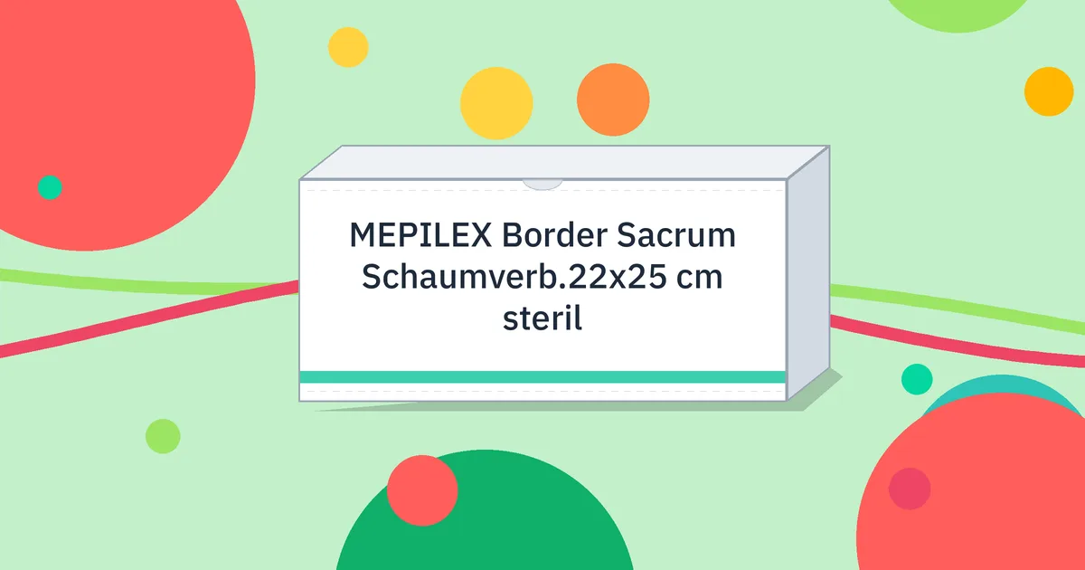 Symbolbild: Packung mit der Aufschrift MEPILEX Border Sacrum Schaumverb.22x25 cm steril (PZN 18672065) – Verfügbarkeit und Bezug in Apotheken in Frankfurt am Main