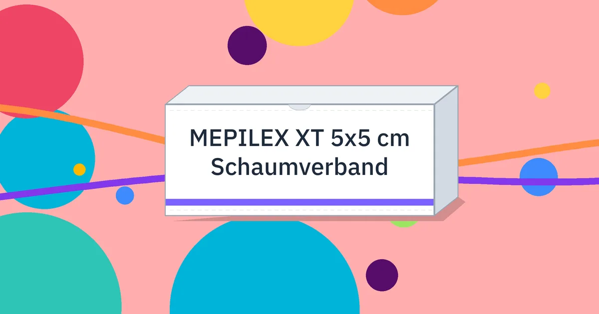 Symbolbild: Packung mit der Aufschrift MEPILEX XT 5x5 cm Schaumverband (PZN 18022723) – Verfügbarkeit und Bezug in Apotheken in Frankfurt am Main