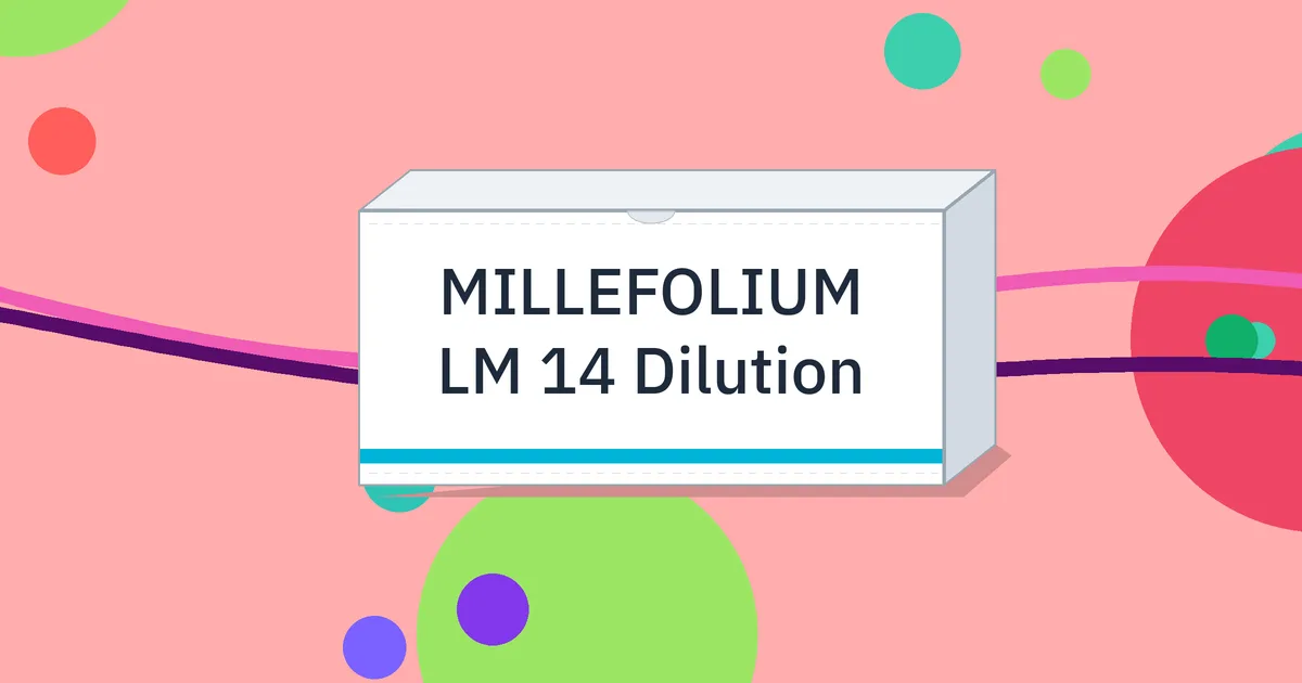 Symbolbild: Packung mit der Aufschrift MILLEFOLIUM LM 14 Dilution (PZN 13607985) – Verfügbarkeit und Bezug in Apotheken in Frankfurt am Main