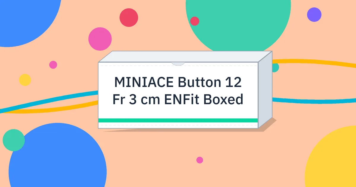 Symbolbild: Packung mit der Aufschrift MINIACE Button 12 Fr 3 cm ENFit Boxed (PZN 16953593) – Verfügbarkeit und Bezug in Apotheken in Frankfurt am Main