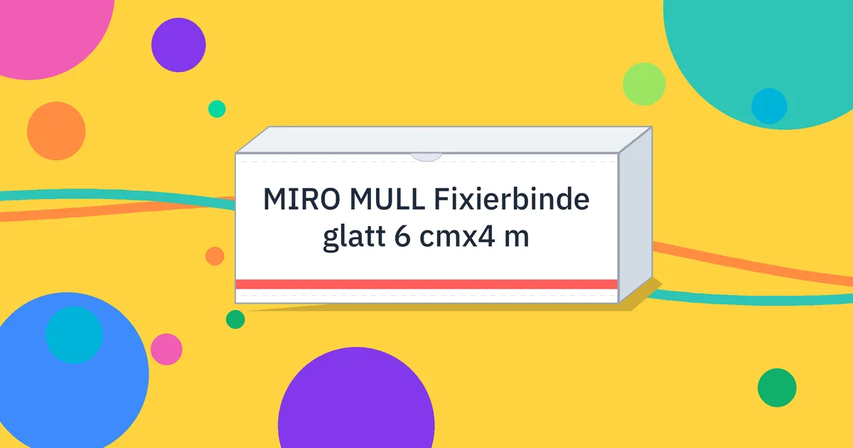 Symbolbild: Packung mit der Aufschrift MIRO MULL Fixierbinde glatt 6 cmx4 m (PZN 06854447) – Verfügbarkeit und Bezug in Apotheken in Frankfurt am Main