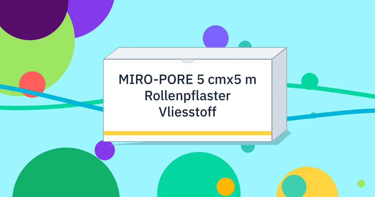 Symbolbild: Packung mit der Aufschrift MIRO-PORE 5 cmx5 m Rollenpflaster Vliesstoff (PZN 17962737) – Verfügbarkeit und Bezug in Apotheken in Frankfurt am Main