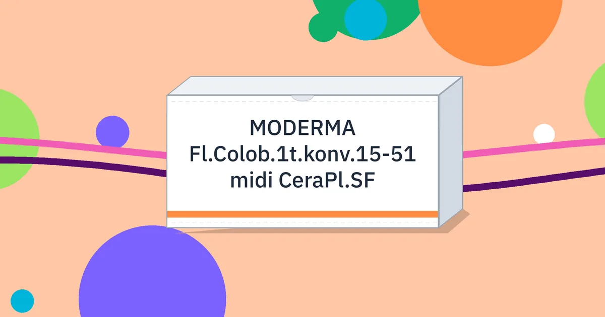 Symbolbild: Packung mit der Aufschrift MODERMA Fl.Colob.1t.konv.15-51 midi CeraPl.SF (PZN 12416987) – Verfügbarkeit und Bezug in Apotheken in Frankfurt am Main