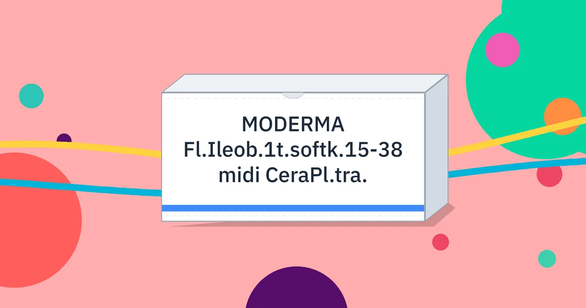 Symbolbild: Packung mit der Aufschrift MODERMA Fl.Ileob.1t.softk.15-38 midi CeraPl.tra. (PZN 18109134) – Verfügbarkeit und Bezug in Apotheken in Frankfurt am Main