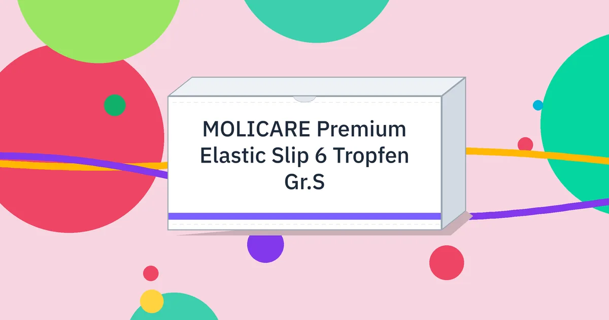 Symbolbild: Packung mit der Aufschrift MOLICARE Premium Elastic Slip 6 Tropfen Gr.S (PZN 14210971) – Verfügbarkeit und Bezug in Apotheken in Frankfurt am Main