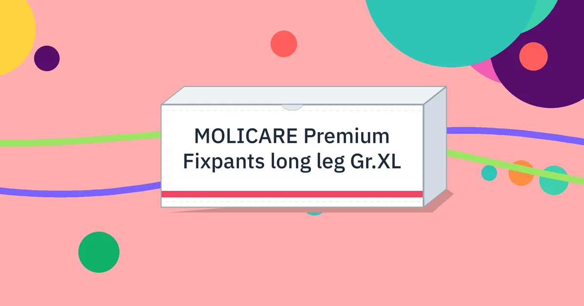 Symbolbild: Packung mit der Aufschrift MOLICARE Premium Fixpants long leg Gr.XL (PZN 12543898) – Verfügbarkeit und Bezug in Apotheken in Frankfurt am Main