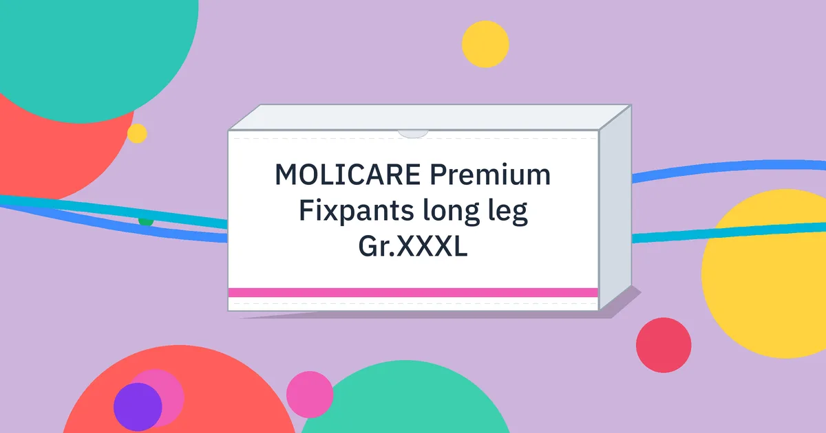 Symbolbild: Packung mit der Aufschrift MOLICARE Premium Fixpants long leg Gr.XXXL (PZN 12543970) – Verfügbarkeit und Bezug in Apotheken in Frankfurt am Main
