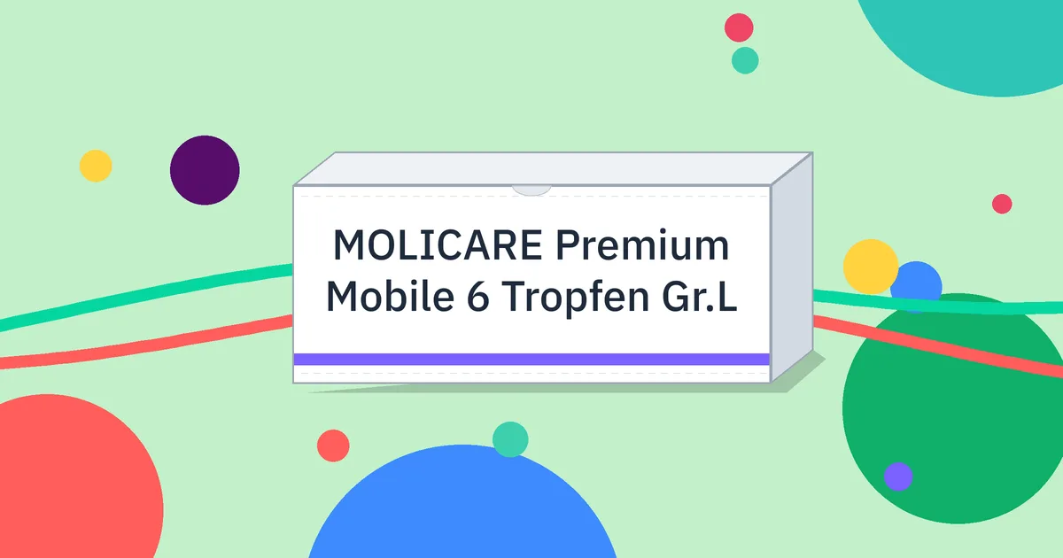 Symbolbild: Packung mit der Aufschrift MOLICARE Premium Mobile 6 Tropfen Gr.L (PZN 18243418) – Verfügbarkeit und Bezug in Apotheken in Frankfurt am Main