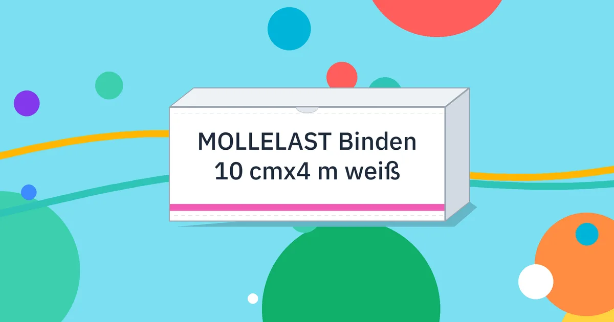 Symbolbild: Packung mit der Aufschrift MOLLELAST Binden 10 cmx4 m weiß (PZN 18658680) – Verfügbarkeit und Bezug in Apotheken in Frankfurt am Main
