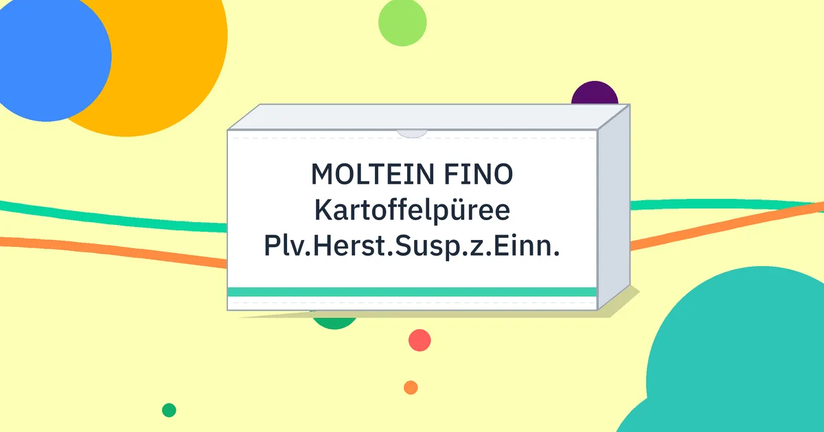 Symbolbild: Packung mit der Aufschrift MOLTEIN FINO Kartoffelpüree Plv.Herst.Susp.z.Einn. (PZN 19999041) – Verfügbarkeit und Bezug in Apotheken in Frankfurt am Main