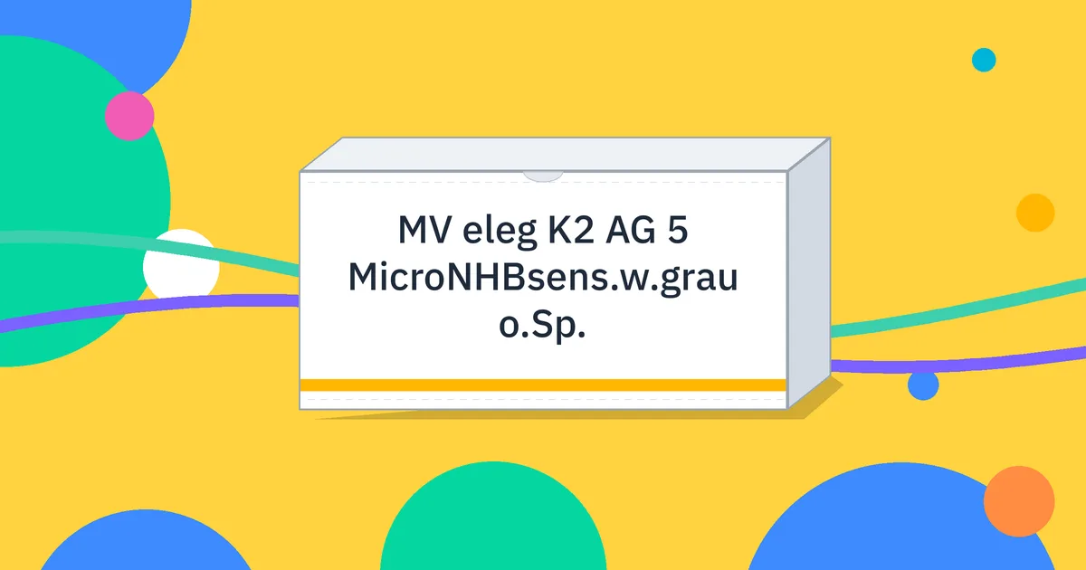 Symbolbild: Packung mit der Aufschrift MV eleg K2 AG 5 MicroNHBsens.w.grau o.Sp. (PZN 18930691) – Verfügbarkeit und Bezug in Apotheken in Frankfurt am Main