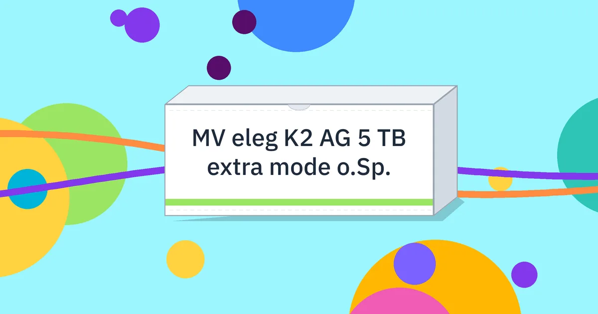Symbolbild: Packung mit der Aufschrift MV eleg K2 AG 5 TB extra mode o.Sp. (PZN 09876627) – Verfügbarkeit und Bezug in Apotheken in Frankfurt am Main