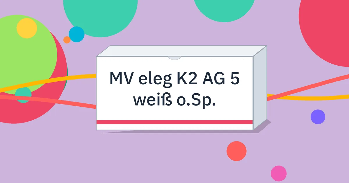 Symbolbild: Packung mit der Aufschrift MV eleg K2 AG 5 weiß o.Sp. (PZN 00342522) – Verfügbarkeit und Bezug in Apotheken in Frankfurt am Main