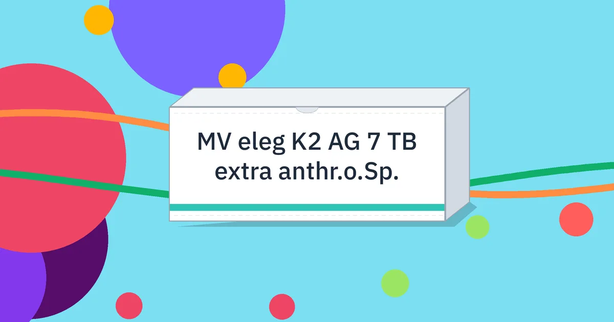 Symbolbild: Packung mit der Aufschrift MV eleg K2 AG 7 TB extra anthr.o.Sp. (PZN 09876188) – Verfügbarkeit und Bezug in Apotheken in Frankfurt am Main
