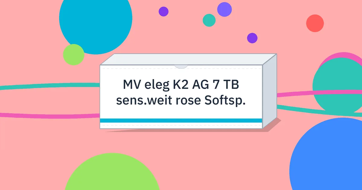 Symbolbild: Packung mit der Aufschrift MV eleg K2 AG 7 TB sens.weit rose Softsp. (PZN 14699877) – Verfügbarkeit und Bezug in Apotheken in Frankfurt am Main
