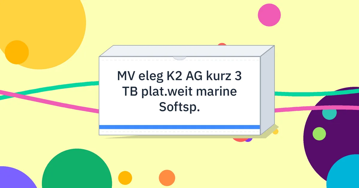 Symbolbild: Packung mit der Aufschrift MV eleg K2 AG kurz 3 TB plat.weit marine Softsp. (PZN 14605586) – Verfügbarkeit und Bezug in Apotheken in Frankfurt am Main