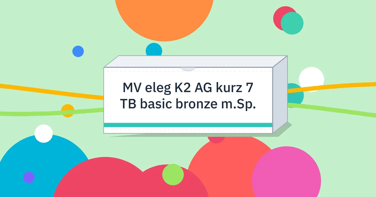 Symbolbild: Packung mit der Aufschrift MV eleg K2 AG kurz 7 TB basic bronze m.Sp. (PZN 14717859) – Verfügbarkeit und Bezug in Apotheken in Frankfurt am Main