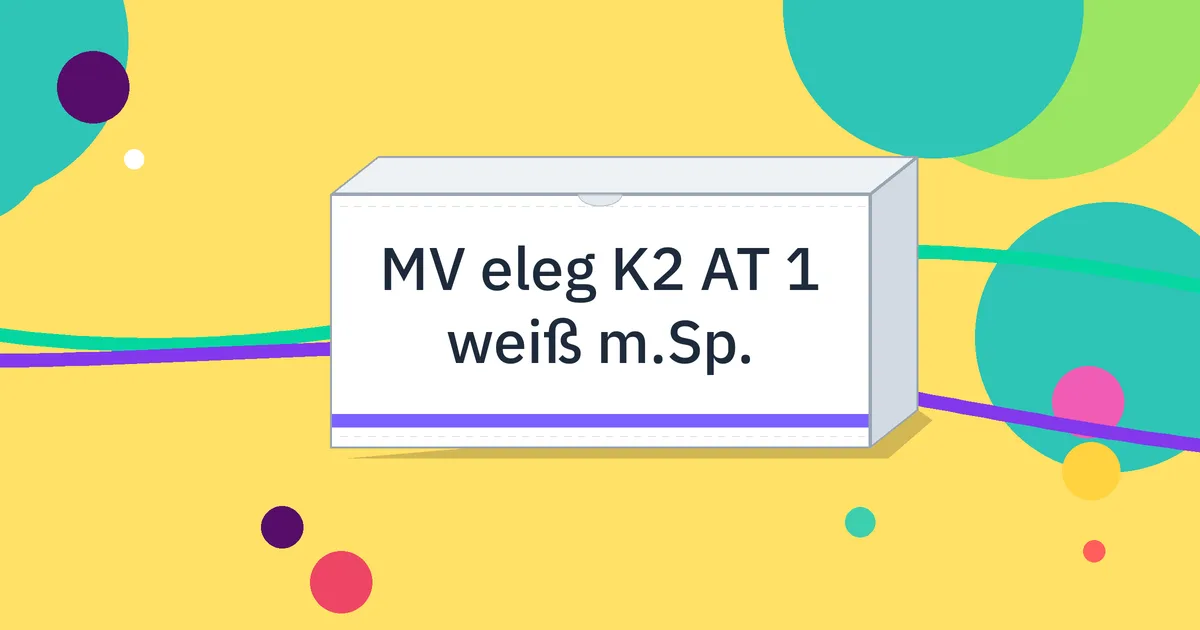 Symbolbild: Packung mit der Aufschrift MV eleg K2 AT 1 weiß m.Sp. (PZN 00311993) – Verfügbarkeit und Bezug in Apotheken in Frankfurt am Main