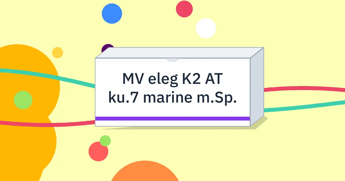 Symbolbild: Packung mit der Aufschrift MV eleg K2 AT ku.7 marine m.Sp. (PZN 15288136) – Verfügbarkeit und Bezug in Apotheken in Frankfurt am Main