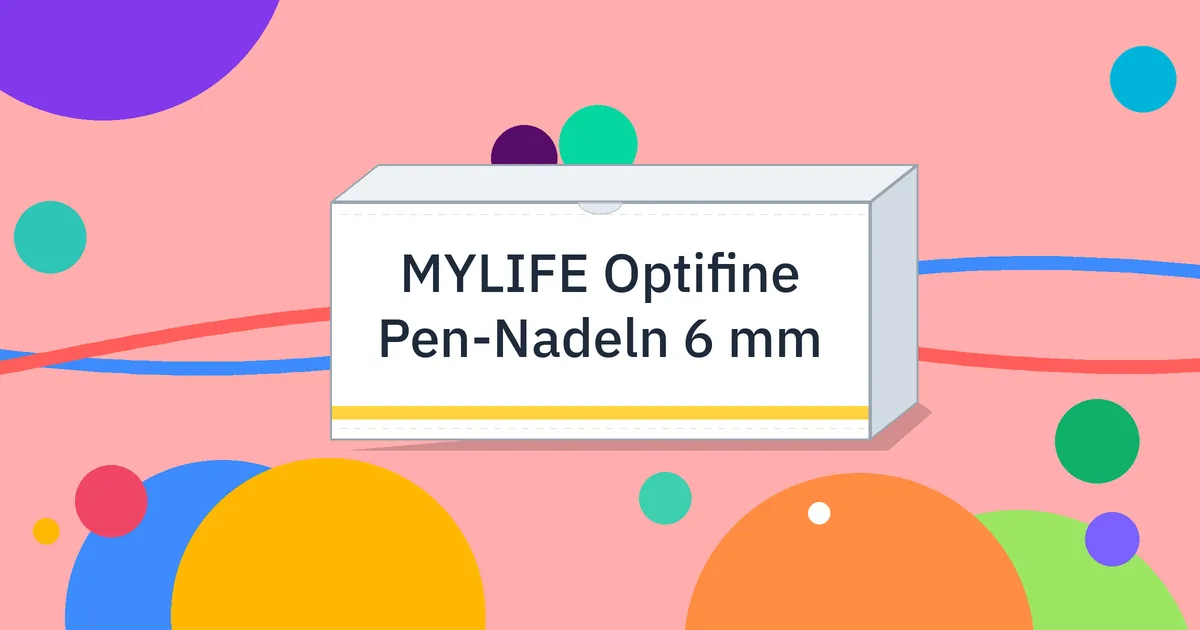 Symbolbild: Packung mit der Aufschrift MYLIFE Optifine Pen-Nadeln 6 mm (PZN 20096976) – Verfügbarkeit und Bezug in Apotheken in Frankfurt am Main