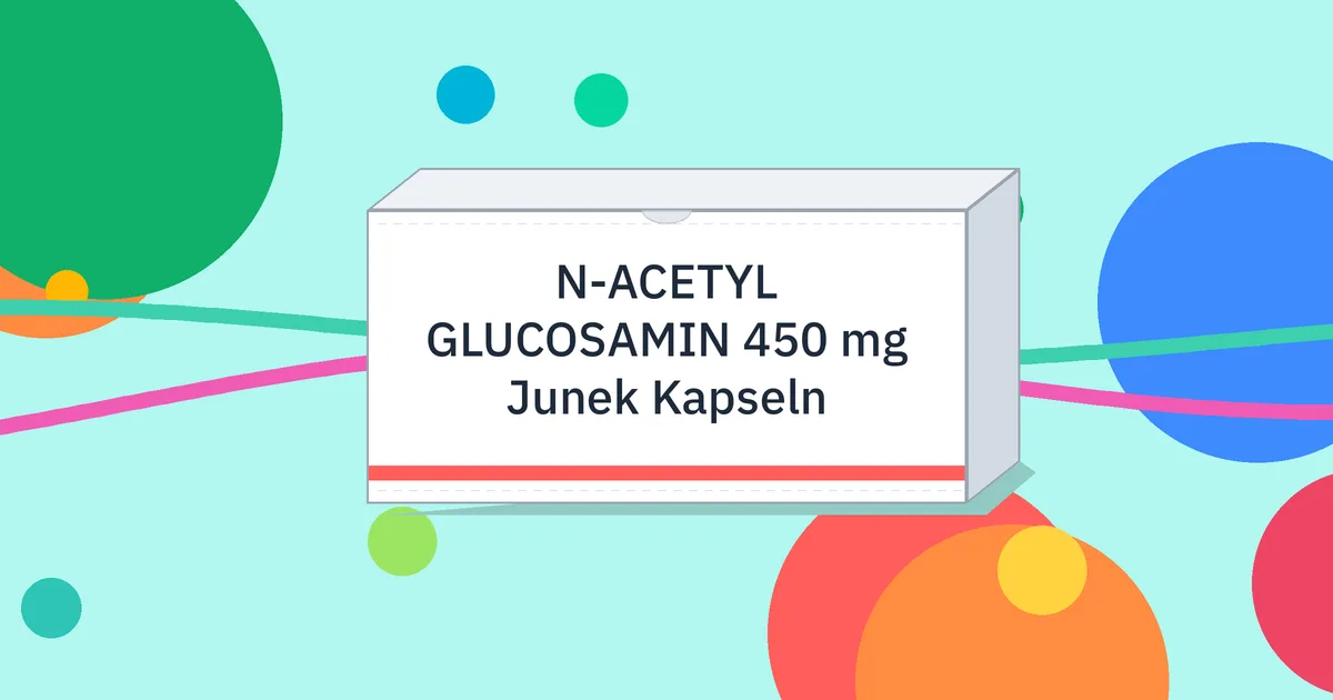 Symbolbild: Packung mit der Aufschrift N-ACETYL GLUCOSAMIN 450 mg Junek Kapseln (PZN 01161627) – Verfügbarkeit und Bezug in Apotheken in Frankfurt am Main