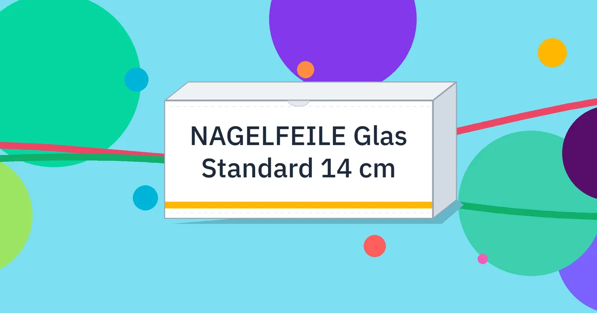 Symbolbild: Packung mit der Aufschrift NAGELFEILE Glas Standard 14 cm (PZN 11023731) – Verfügbarkeit und Bezug in Apotheken in Frankfurt am Main