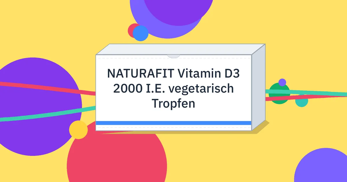 Symbolbild: Packung mit der Aufschrift NATURAFIT Vitamin D3 2000 I.E. vegetarisch Tropfen (PZN 19274585) – Verfügbarkeit und Bezug in Apotheken in Frankfurt am Main