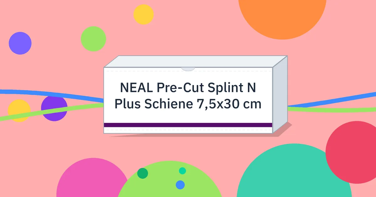 Symbolbild: Packung mit der Aufschrift NEAL Pre-Cut Splint N Plus Schiene 7,5x30 cm (PZN 16862270) – Verfügbarkeit und Bezug in Apotheken in Frankfurt am Main