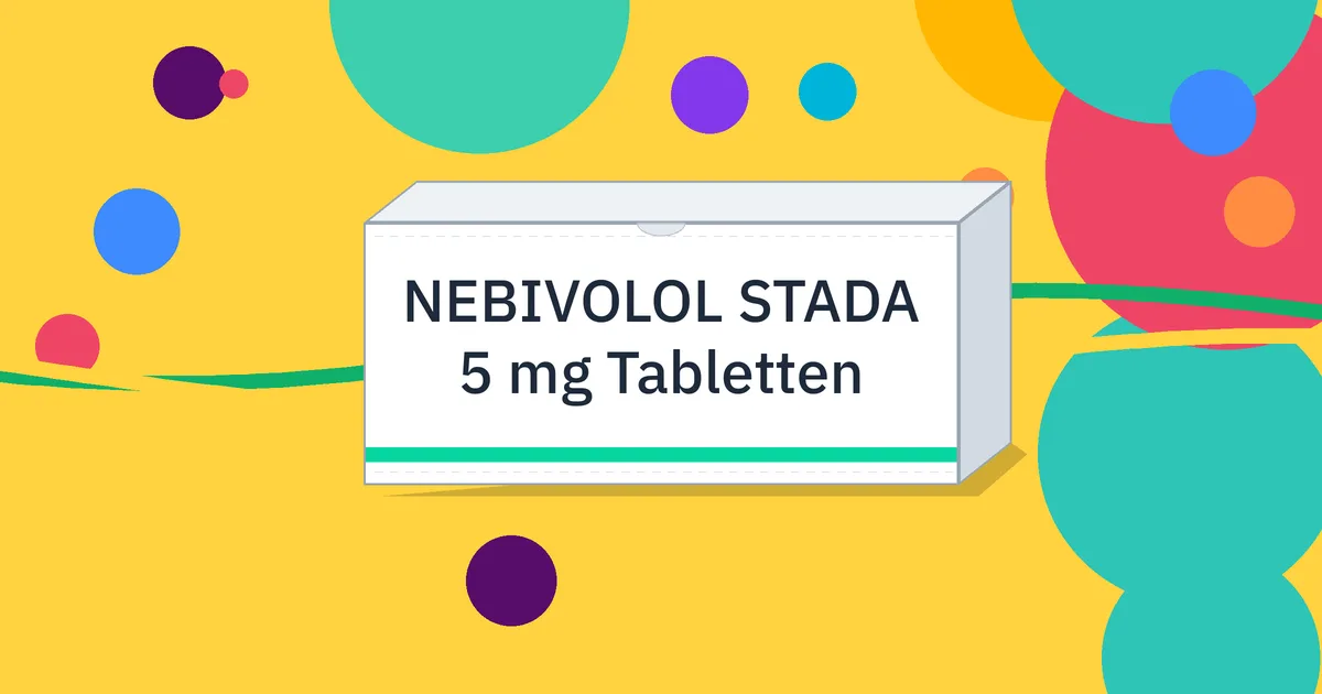 Symbolbild: Packung mit der Aufschrift NEBIVOLOL STADA 5 mg Tabletten (PZN 04958970) – Verfügbarkeit und Bezug in Apotheken in Frankfurt am Main