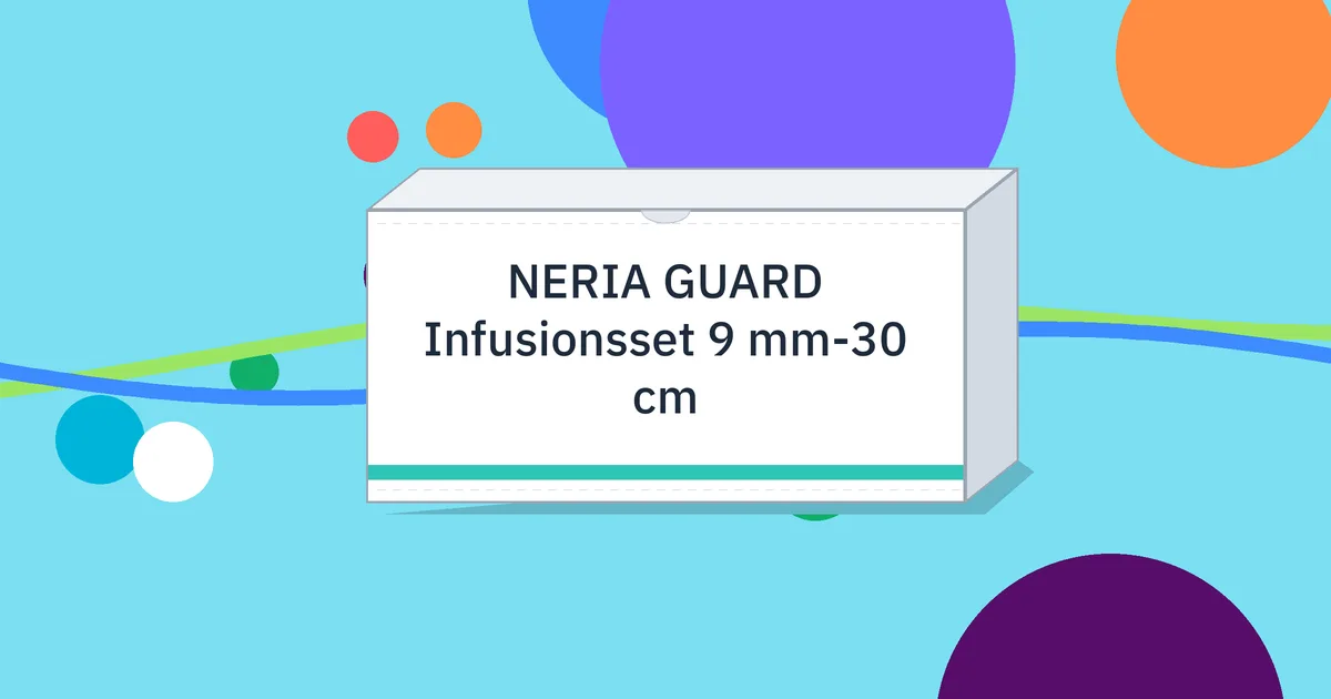 Symbolbild: Packung mit der Aufschrift NERIA GUARD Infusionsset 9 mm-30 cm (PZN 20858682) – Verfügbarkeit und Bezug in Apotheken in Frankfurt am Main