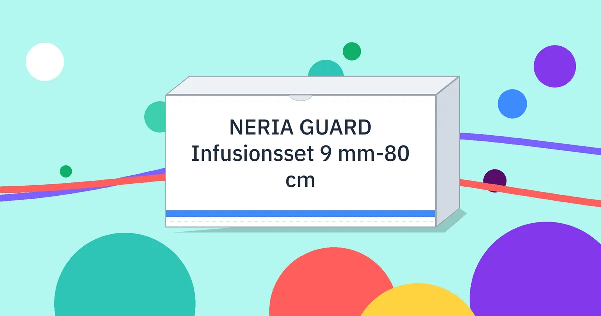 Symbolbild: Packung mit der Aufschrift NERIA GUARD Infusionsset 9 mm-80 cm (PZN 20858624) – Verfügbarkeit und Bezug in Apotheken in Frankfurt am Main
