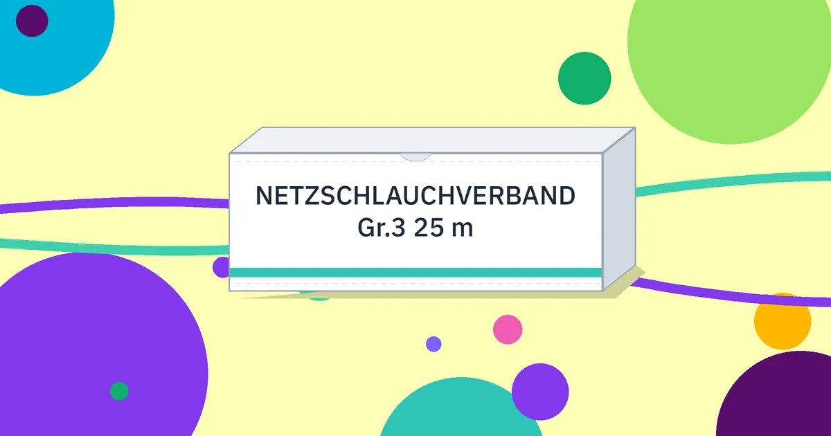 Symbolbild: Packung mit der Aufschrift NETZSCHLAUCHVERBAND Gr.3 25 m (PZN 01960713) – Verfügbarkeit und Bezug in Apotheken in Frankfurt am Main