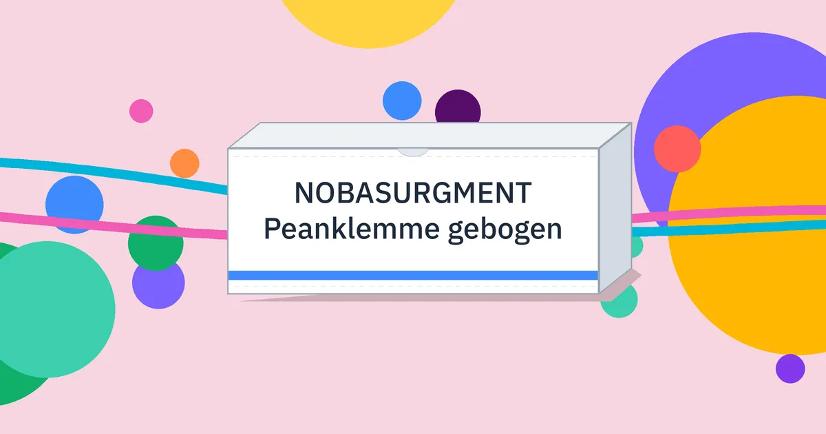 Symbolbild: Packung mit der Aufschrift NOBASURGMENT Peanklemme gebogen (PZN 17850151) – Verfügbarkeit und Bezug in Apotheken in Frankfurt am Main