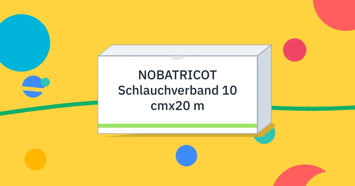 Symbolbild: Packung mit der Aufschrift NOBATRICOT Schlauchverband 10 cmx20 m (PZN 06469560) – Verfügbarkeit und Bezug in Apotheken in Frankfurt am Main