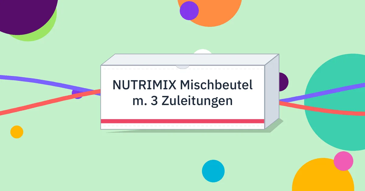 Symbolbild: Packung mit der Aufschrift NUTRIMIX Mischbeutel m. 3 Zuleitungen (PZN 02737420) – Verfügbarkeit und Bezug in Apotheken in Frankfurt am Main