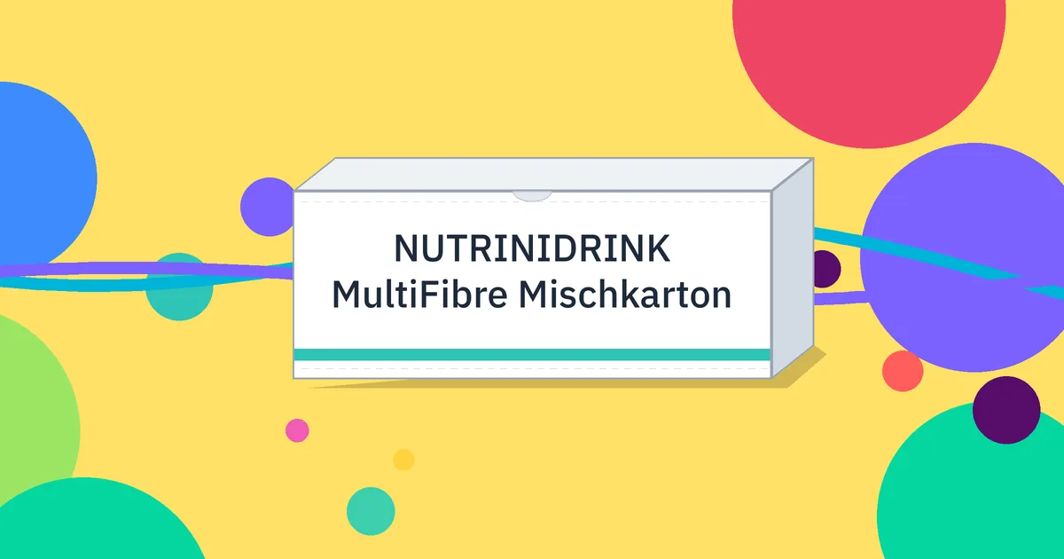 Symbolbild: Packung mit der Aufschrift NUTRINIDRINK MultiFibre Mischkarton (PZN 16596549) – Verfügbarkeit und Bezug in Apotheken in Frankfurt am Main