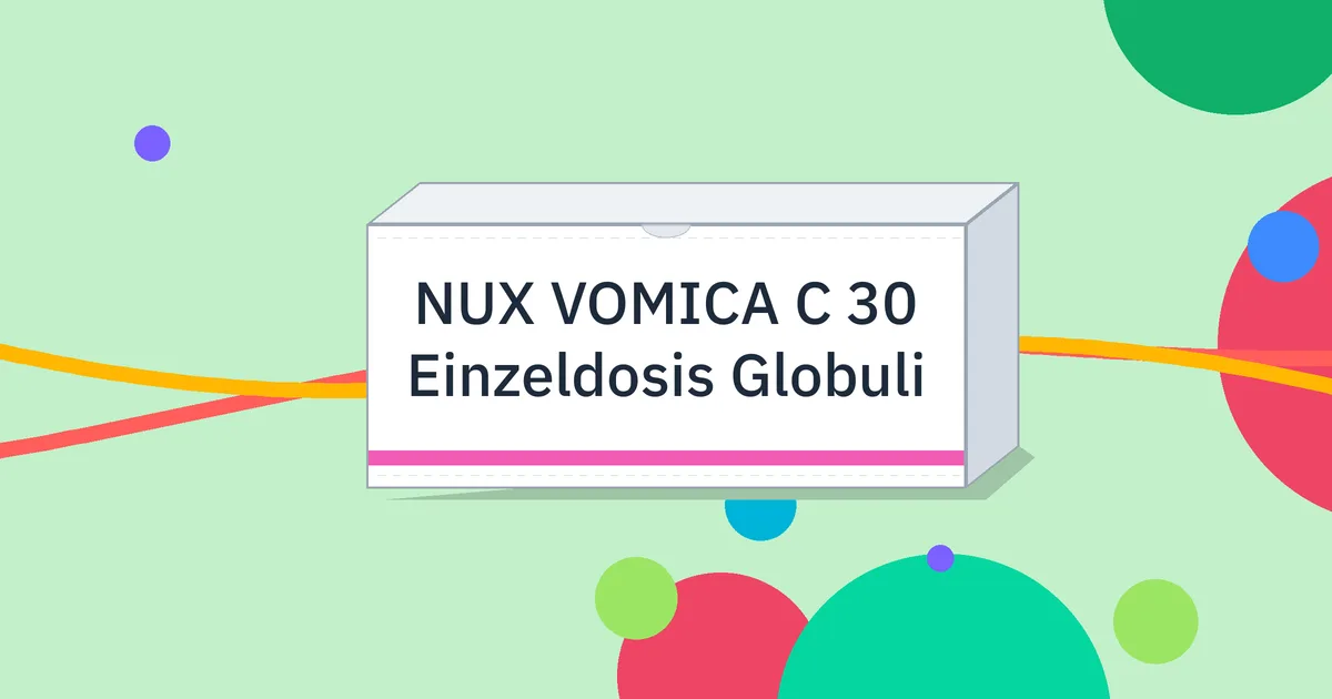 Symbolbild: Packung mit der Aufschrift NUX VOMICA C 30 Einzeldosis Globuli (PZN 01544363) – Verfügbarkeit und Bezug in Apotheken in Frankfurt am Main