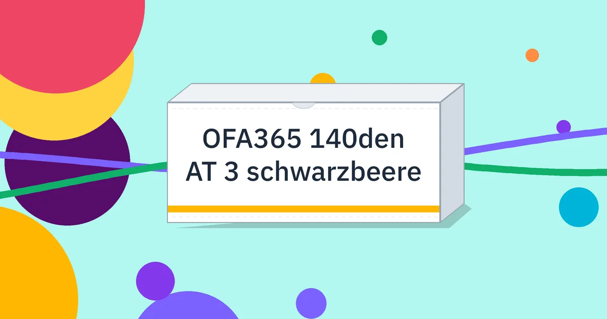 Symbolbild: Packung mit der Aufschrift OFA365 140den AT 3 schwarzbeere (PZN 16723284) – Verfügbarkeit und Bezug in Apotheken in Frankfurt am Main
