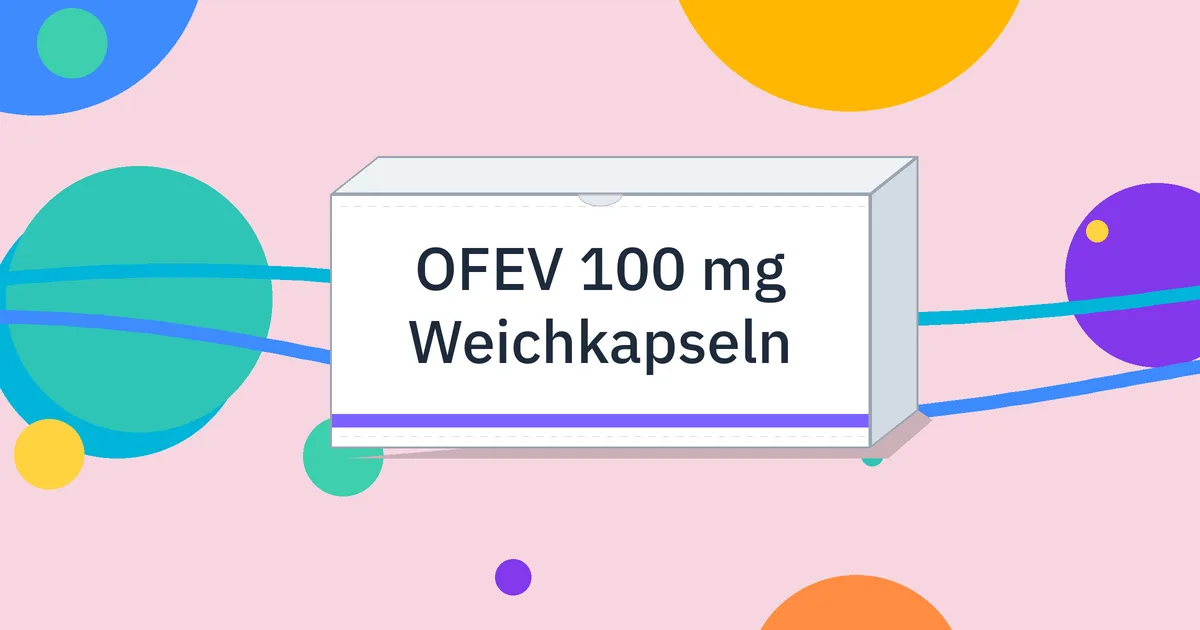 Symbolbild: Packung mit der Aufschrift OFEV 100 mg Weichkapseln (PZN 14027540) – Verfügbarkeit und Bezug in Apotheken in Frankfurt am Main
