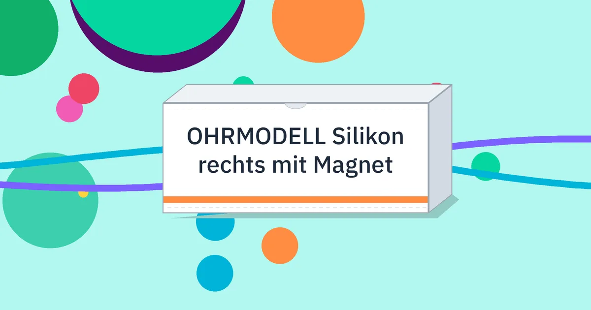 Symbolbild: Packung mit der Aufschrift OHRMODELL Silikon rechts mit Magnet (PZN 01156508) – Verfügbarkeit und Bezug in Apotheken in Frankfurt am Main